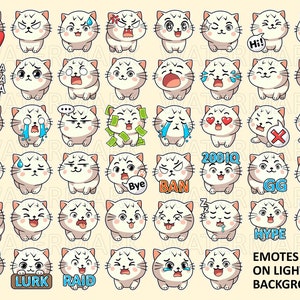 White Cat Emotes X 46 for Twitch & Discord Emote and Whatsapp Emote ...