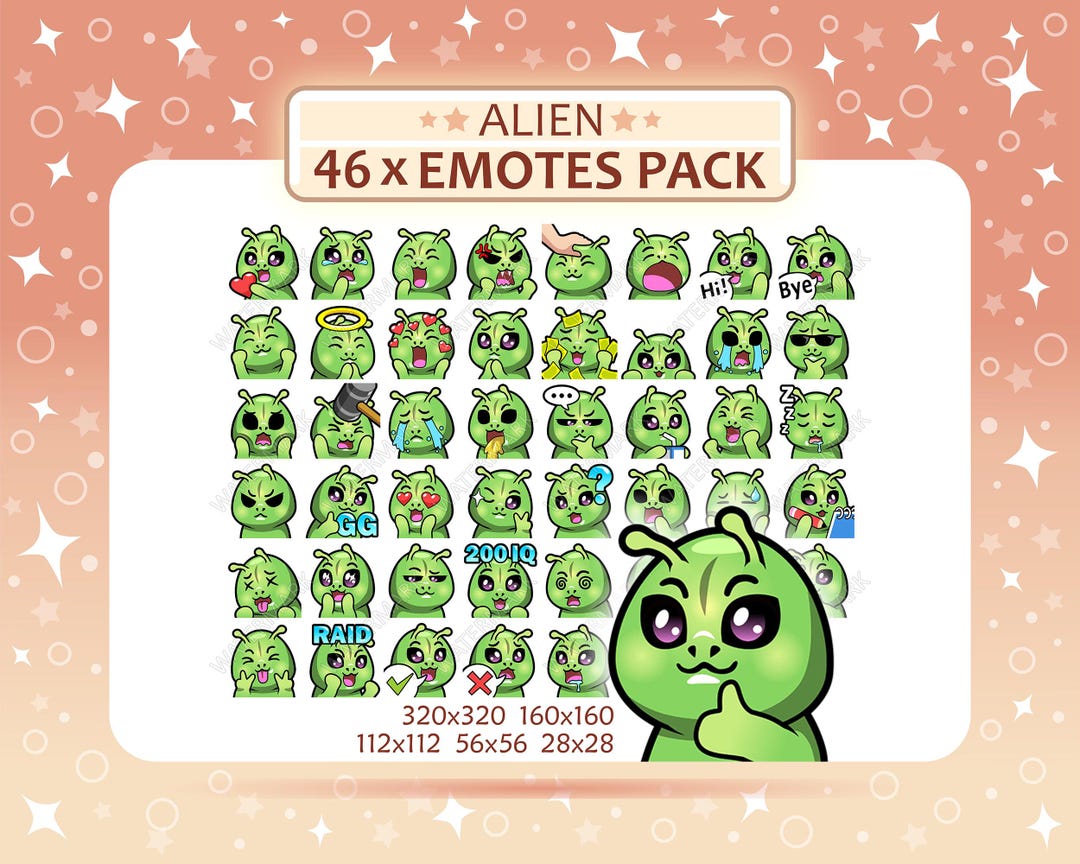 46 Alien Emotes Pack, Twitch Emotes, Discord Emotes, PNG Emotes Pack ...