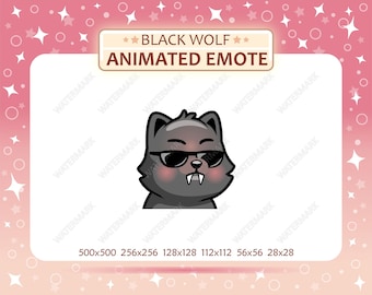 Animated Emote Black Wolf With Black Sunglasses is Vibing by Waving ...