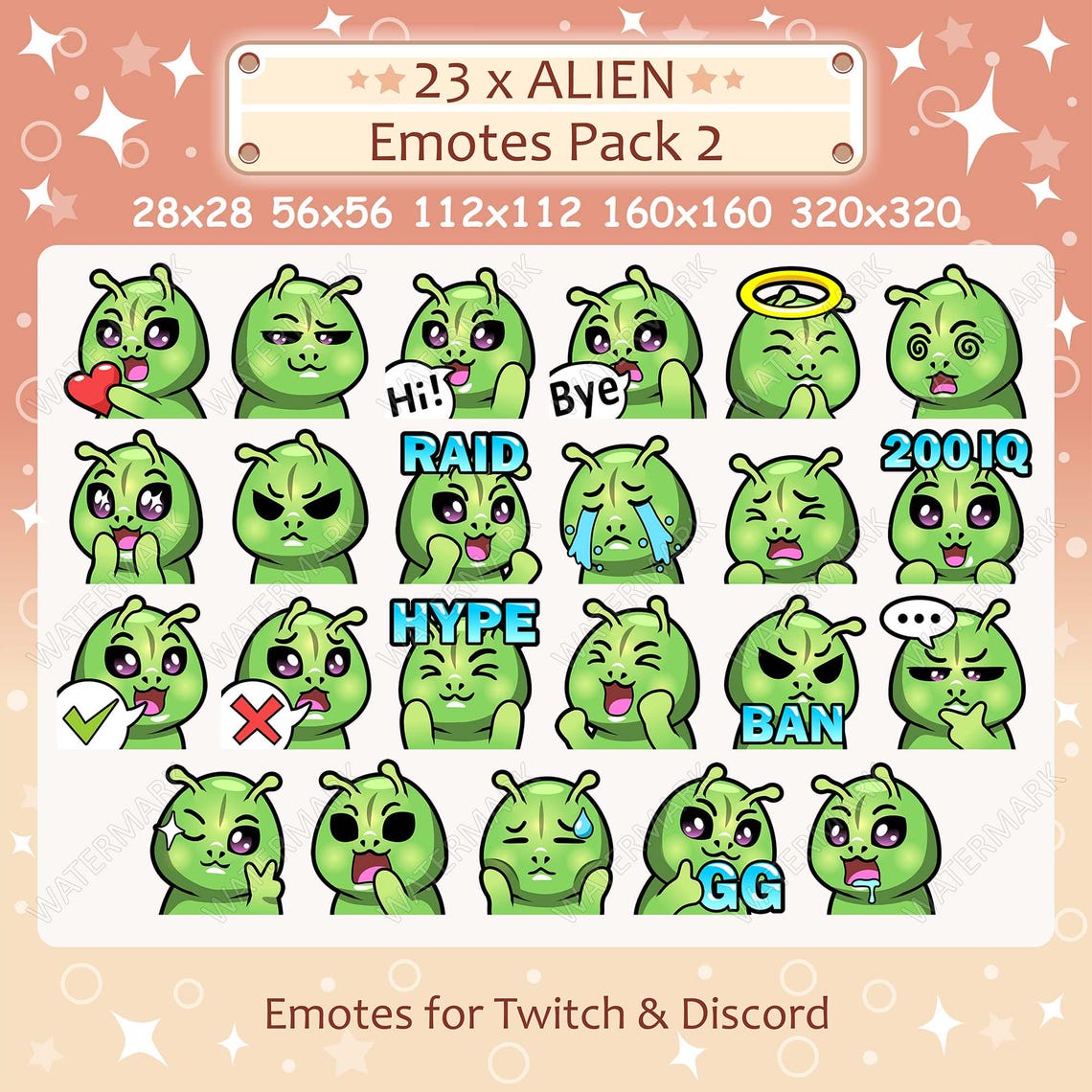 Alien Emotes X 23 Pack 2 for Twitch & Discord Emote | Alien Twitch ...