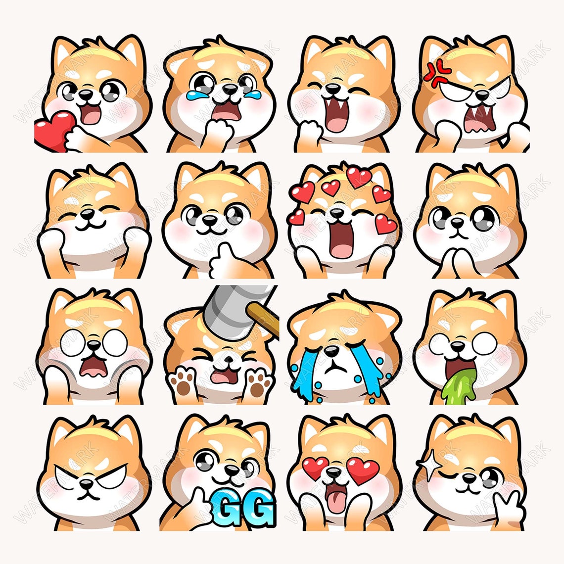 Shiba Inu Dog Emotes X 46 for Twitch & Discord Emote | Shiba Inu Dog ...