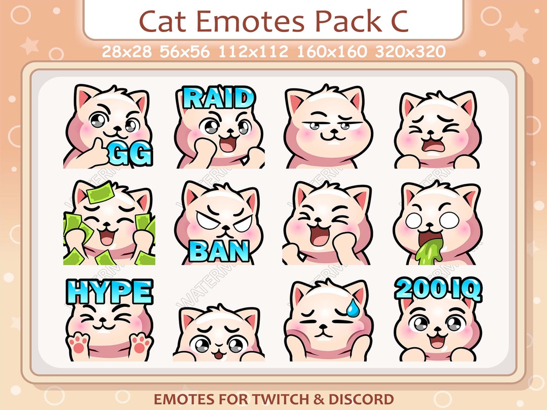 Cat Emotes Pack C / Emotes for Twitch and Discord Emote / Black Kitten ...