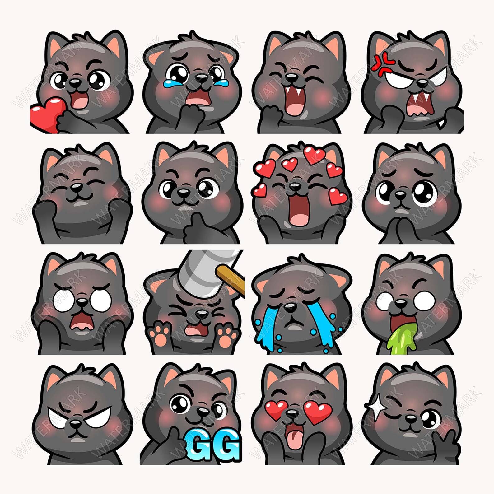 Black Dog Emotes X 46 for Twitch & Discord Emote | Black Dog Twitch ...