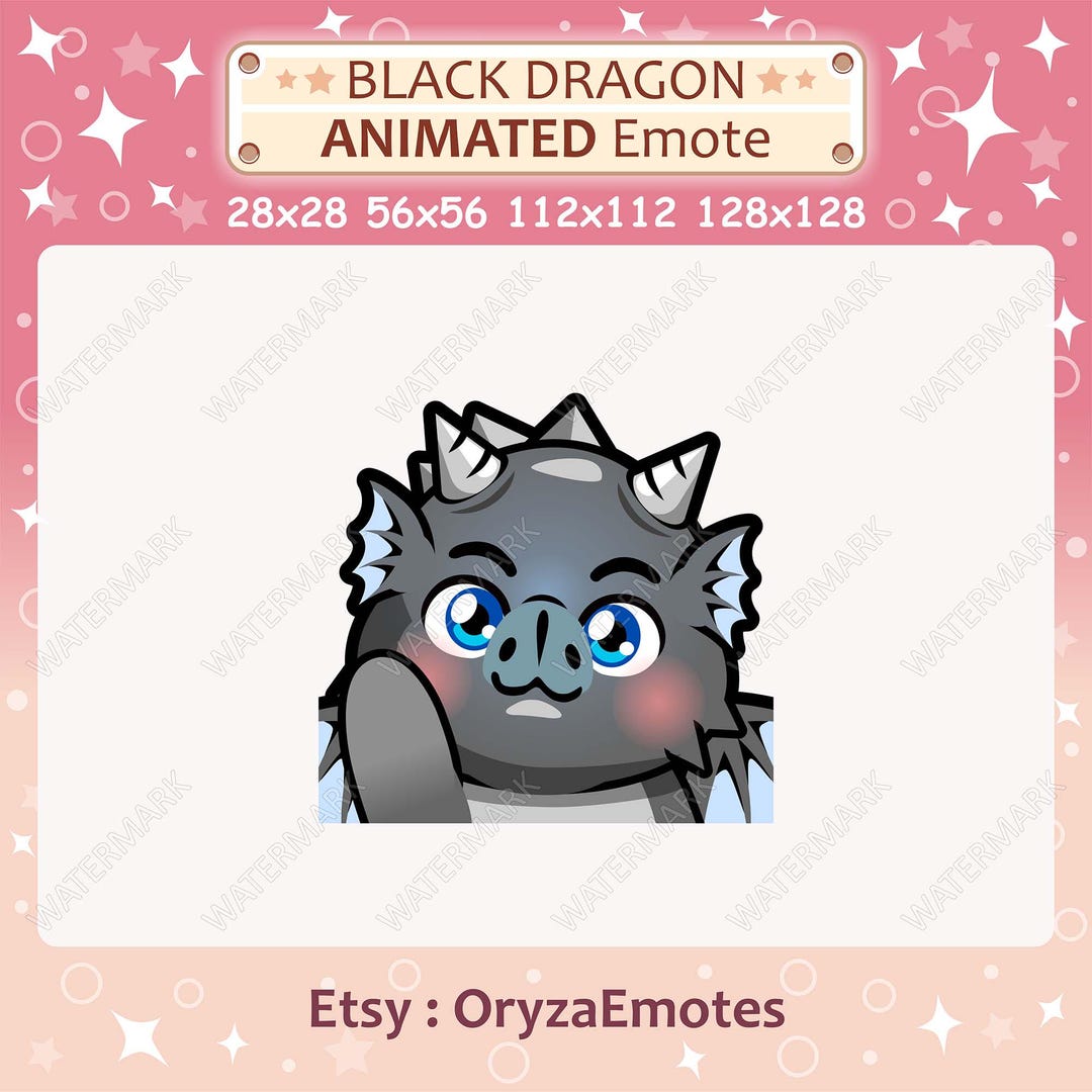 Animated Emote Black Dragon Waving Emote / Twitch & Discord Hello Emote ...