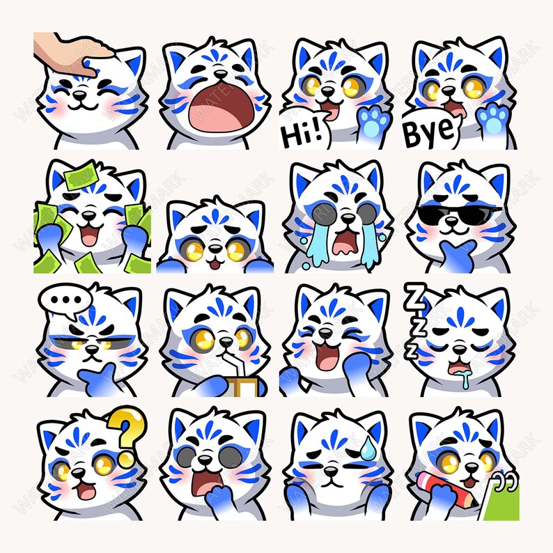 Blue Kitsune Fox Emotes X 46 for Twitch & Discord Emote | Kitsune Fox ...
