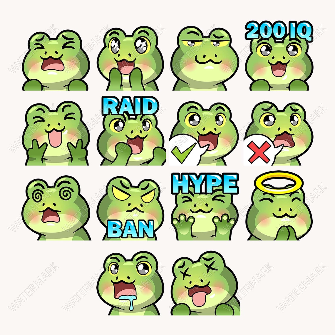 Cute Frog Emotes X 46 for Twitch & Discord Emote Green Frog Twitch ...