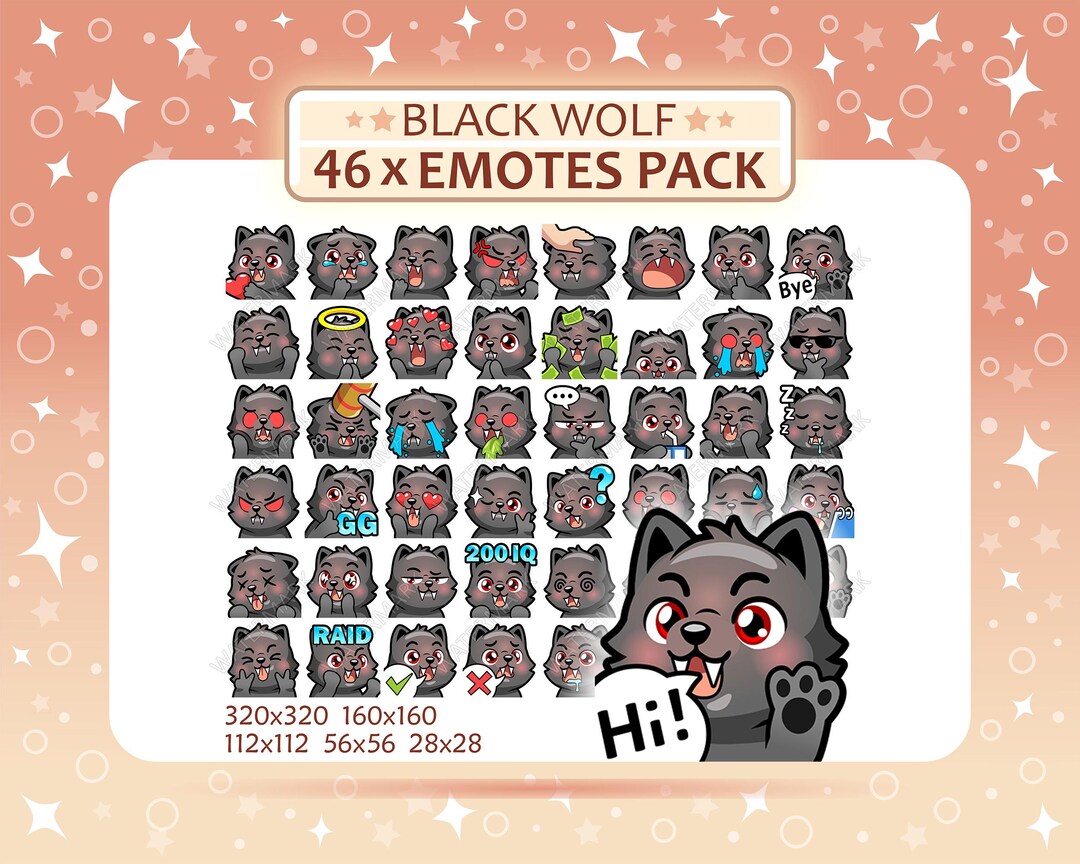 46 Black Wolf Emotes Pack, Twitch Emotes, Discord Emotes, PNG Emotes ...