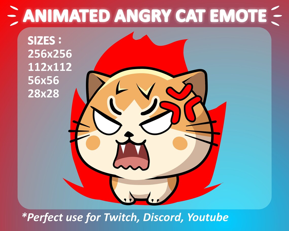 Angry Cat Animated Emote for Twitch, Discord, and Youtube / Animated ...