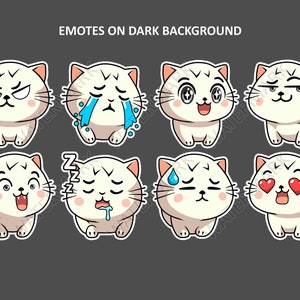 White Cat Emotes Pack #2 / for Twitch Emote, Discord Emote, and ...