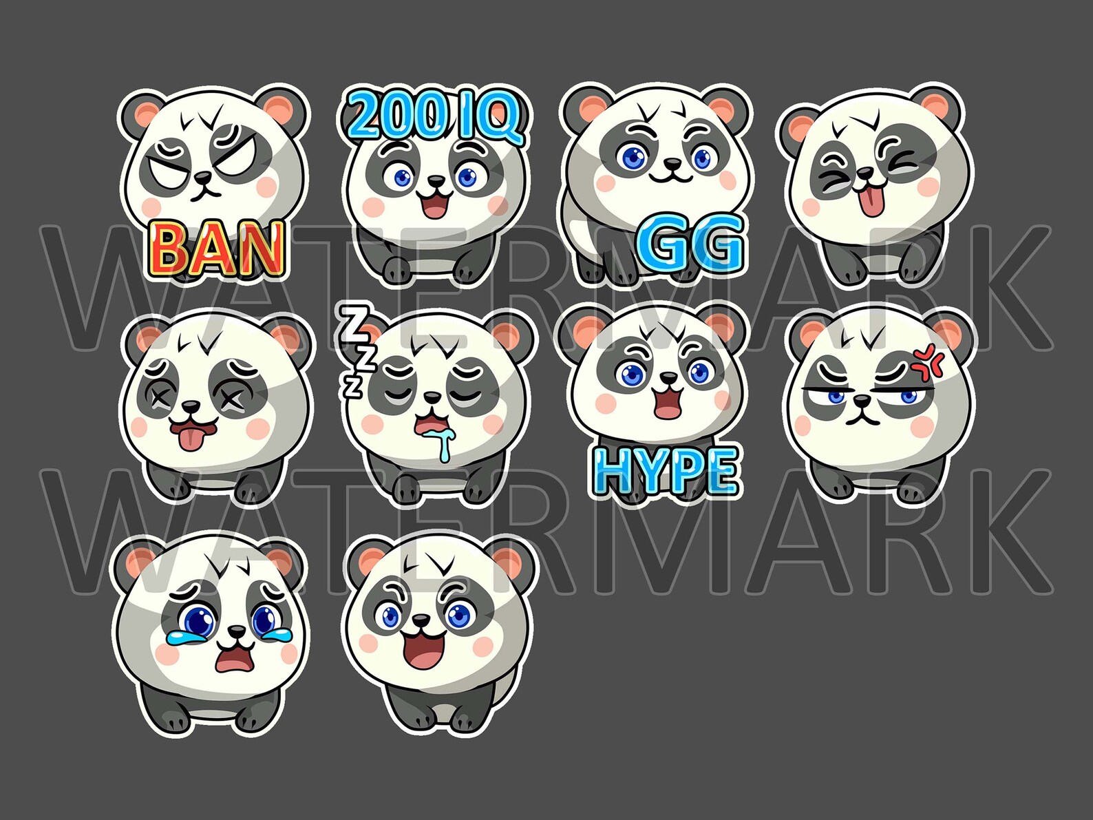 Panda Emotes X 46 for Twitch & Discord Emote and Whatsapp Emote / Cute ...