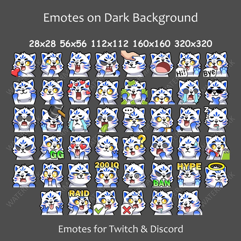 Blue Kitsune Fox Emotes X 46 for Twitch & Discord Emote | Kitsune Fox ...