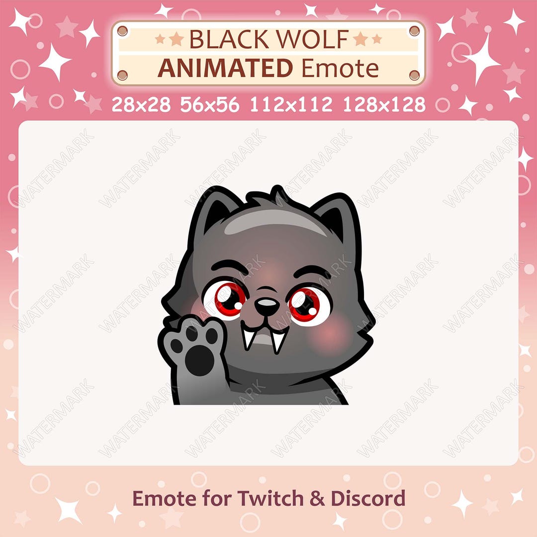 Animated Emote Black Wolf Waving Emote / Twitch & Discord Hello Emote ...