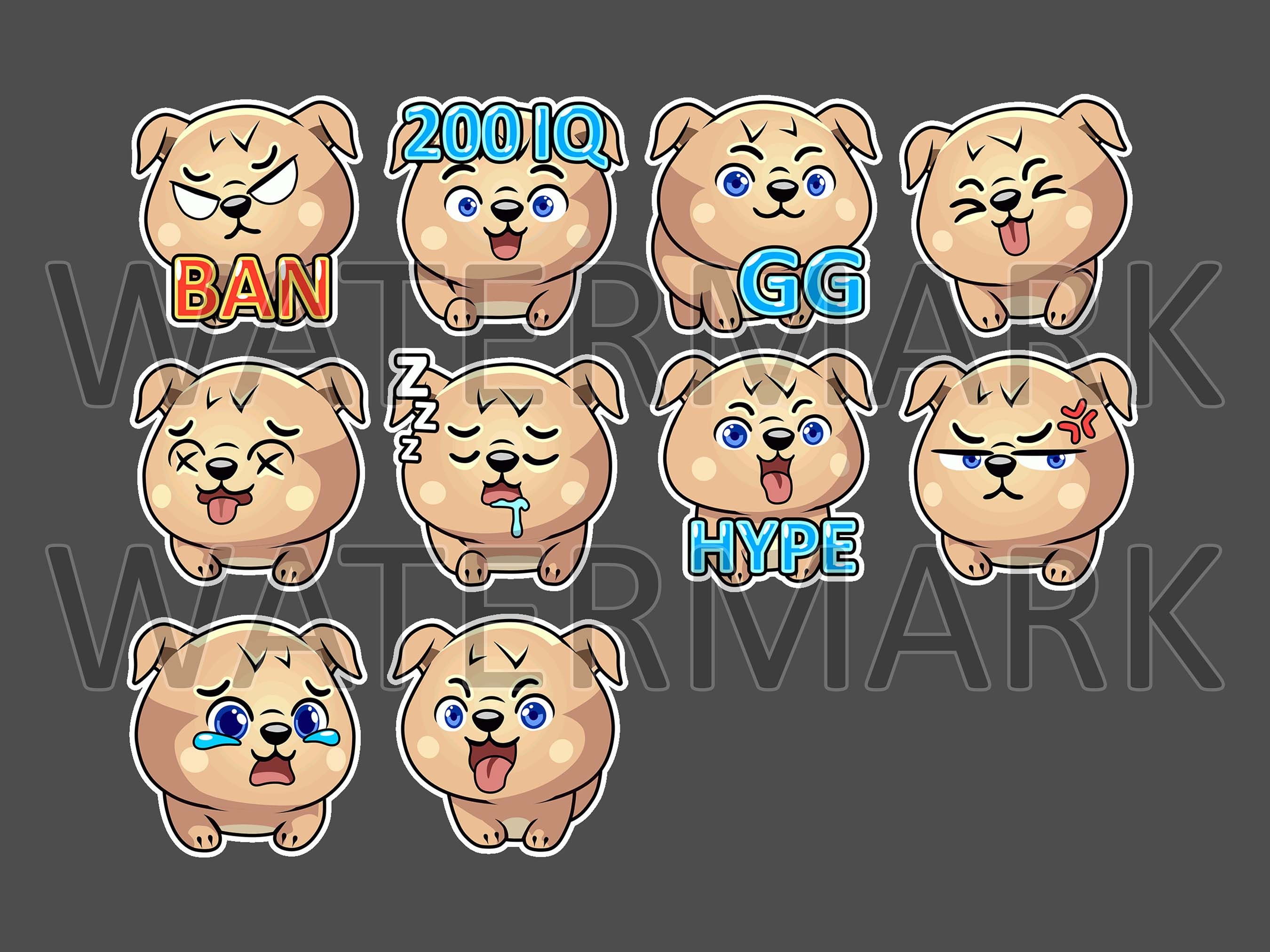 Dog Emotes X 46 for Twitch & Discord Emote and Whatsapp Emote Cute ...