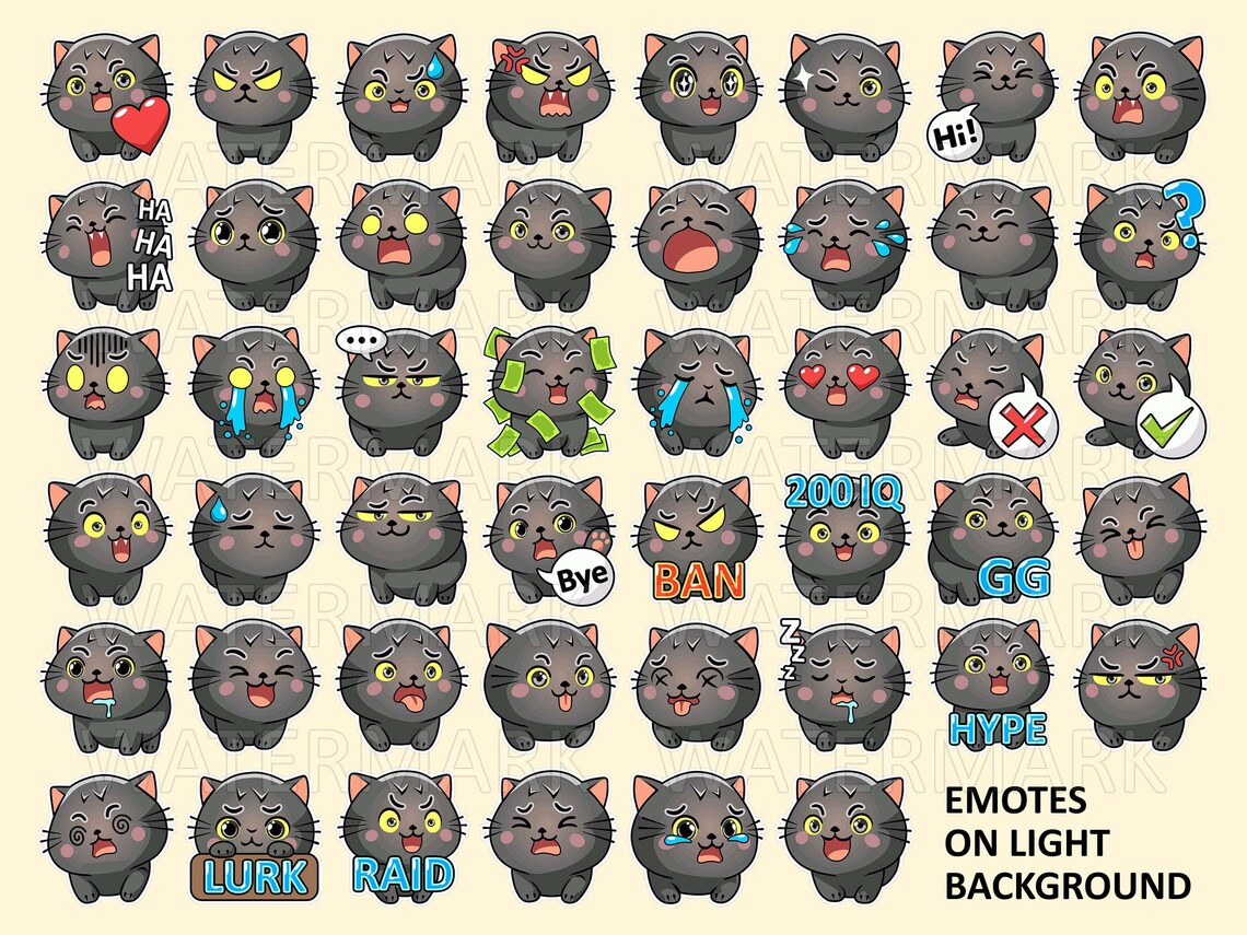 Black Cat Emotes X 46 for Twitch & Discord Emote and Whatsapp - Etsy