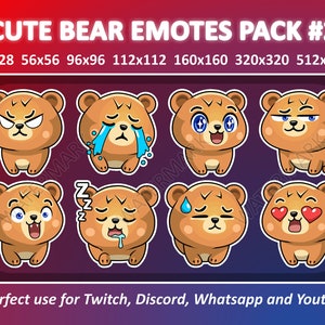 Cute Bear Emotes Pack #2 / Emotes for Twitch Emote, Discord Emote, and ...