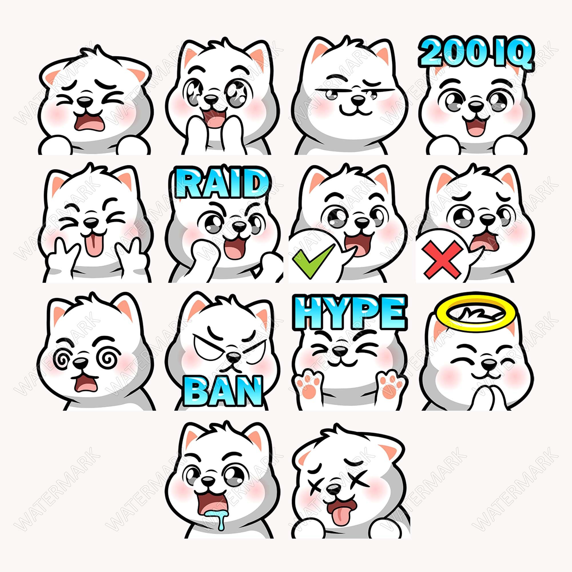 White Dog Emotes X 46 for Twitch & Discord Emote | White Dog Twitch ...