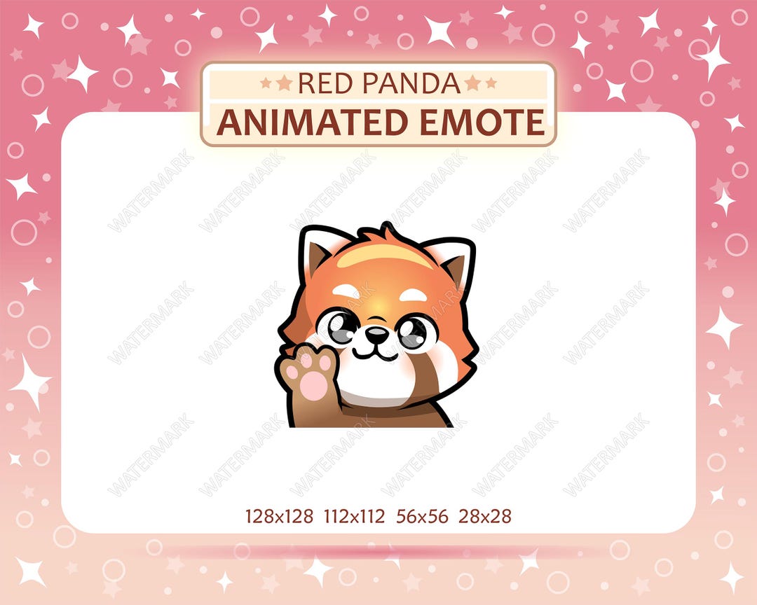 Animated Red Panda Emote, Waving Hello Emote, Hi or Bye Emote, Twitch ...