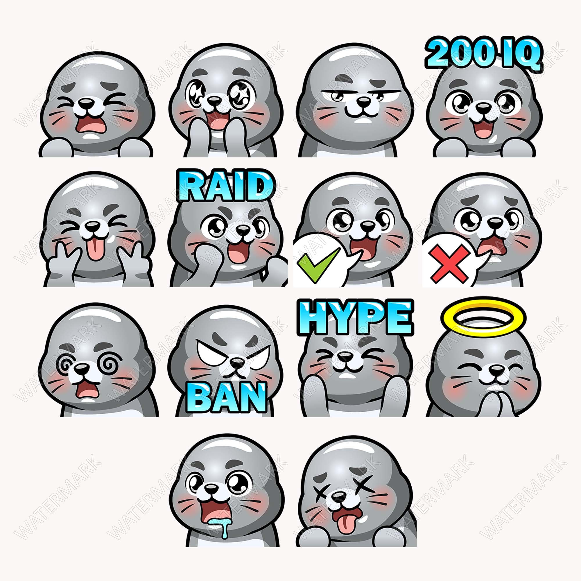 Seal Emotes X 46 for Twitch & Discord Emote | Sea Lion Twitch Emote ...