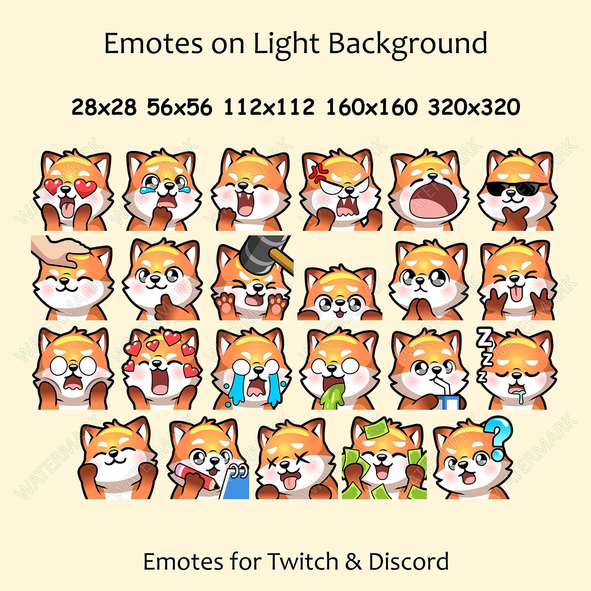 Fox Emotes X 23 Pack 1 for Twitch & Discord Emote | Red Fox Twitch ...