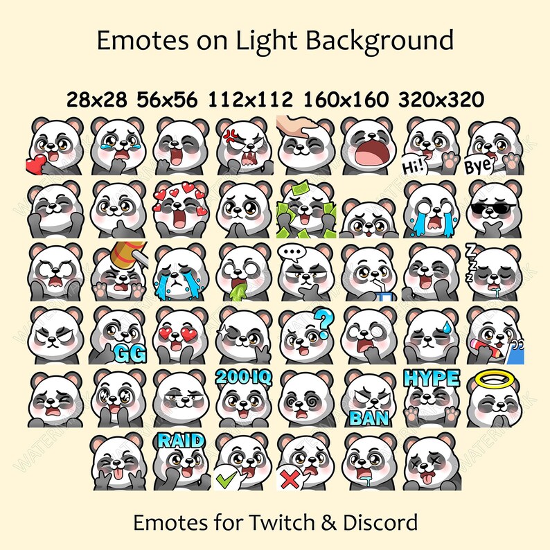 Panda Emotes X 46 for Twitch & Discord Emote | Panda Bear Twitch Emote ...