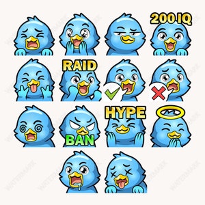 Bird Emotes X 46 for Twitch and Discord Emote | Blue Bird Twitch Emote ...