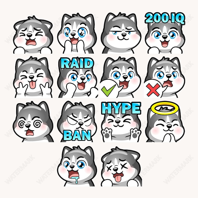 Husky Dog Emotes X 46 for Twitch & Discord Emote | Husky Dog Twitch ...