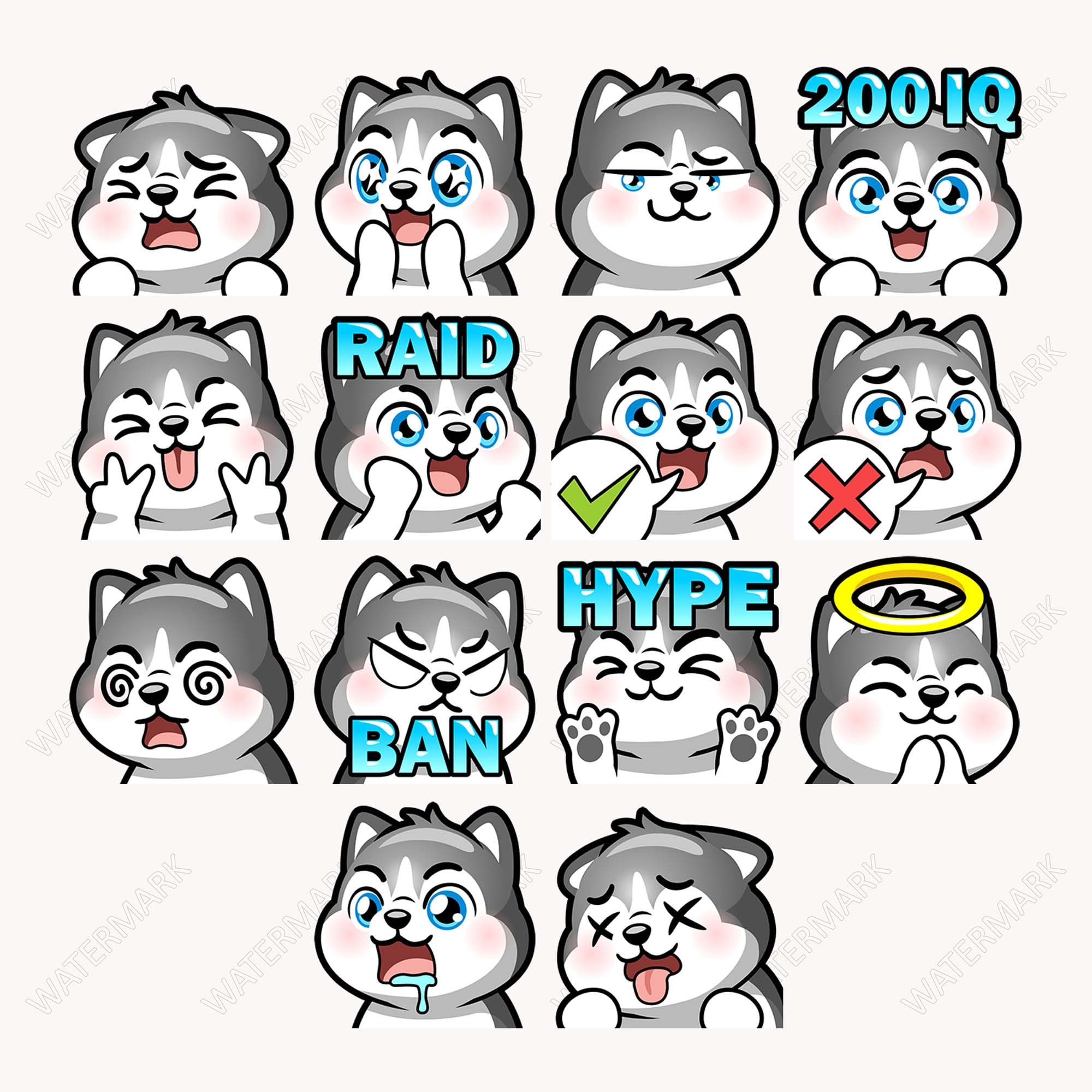 Husky Dog Emotes X 46 for Twitch & Discord Emote | Husky Dog Twitch ...