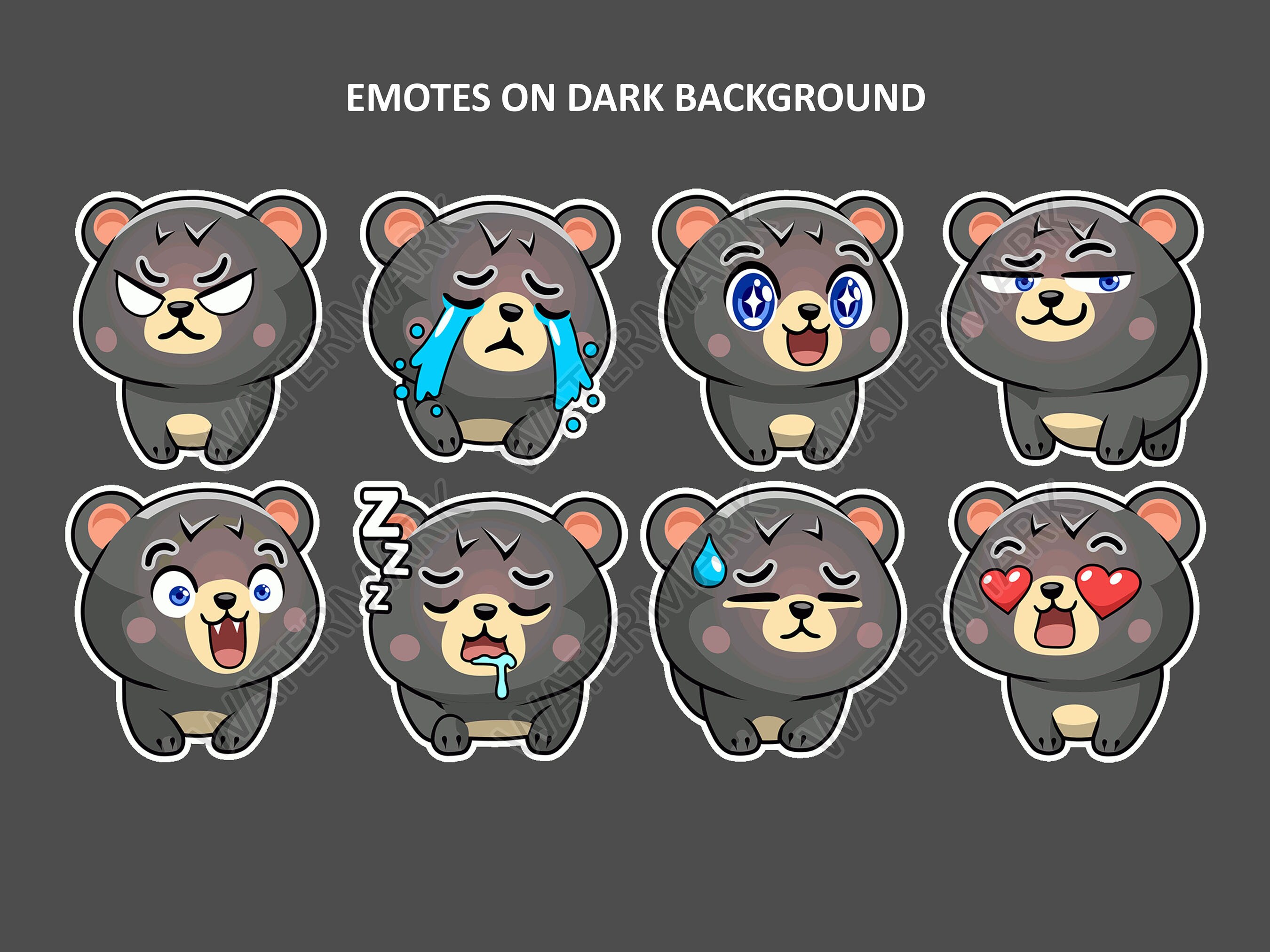 Black Bear Emotes Pack #2 / Emotes for Twitch Emote, Discord Emote, and ...