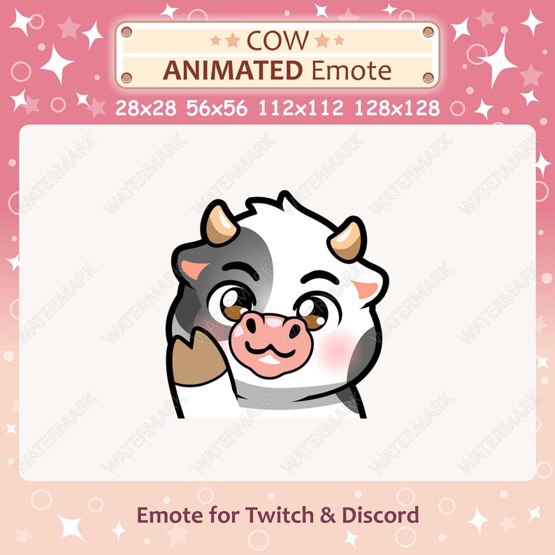 Animated Cow Emote: Waving Emote / Hello or Bye Emote (digital Download ...