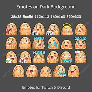 Potato Emotes X 23 Pack 2 for Twitch and Discord Emote | Potato Twitch ...