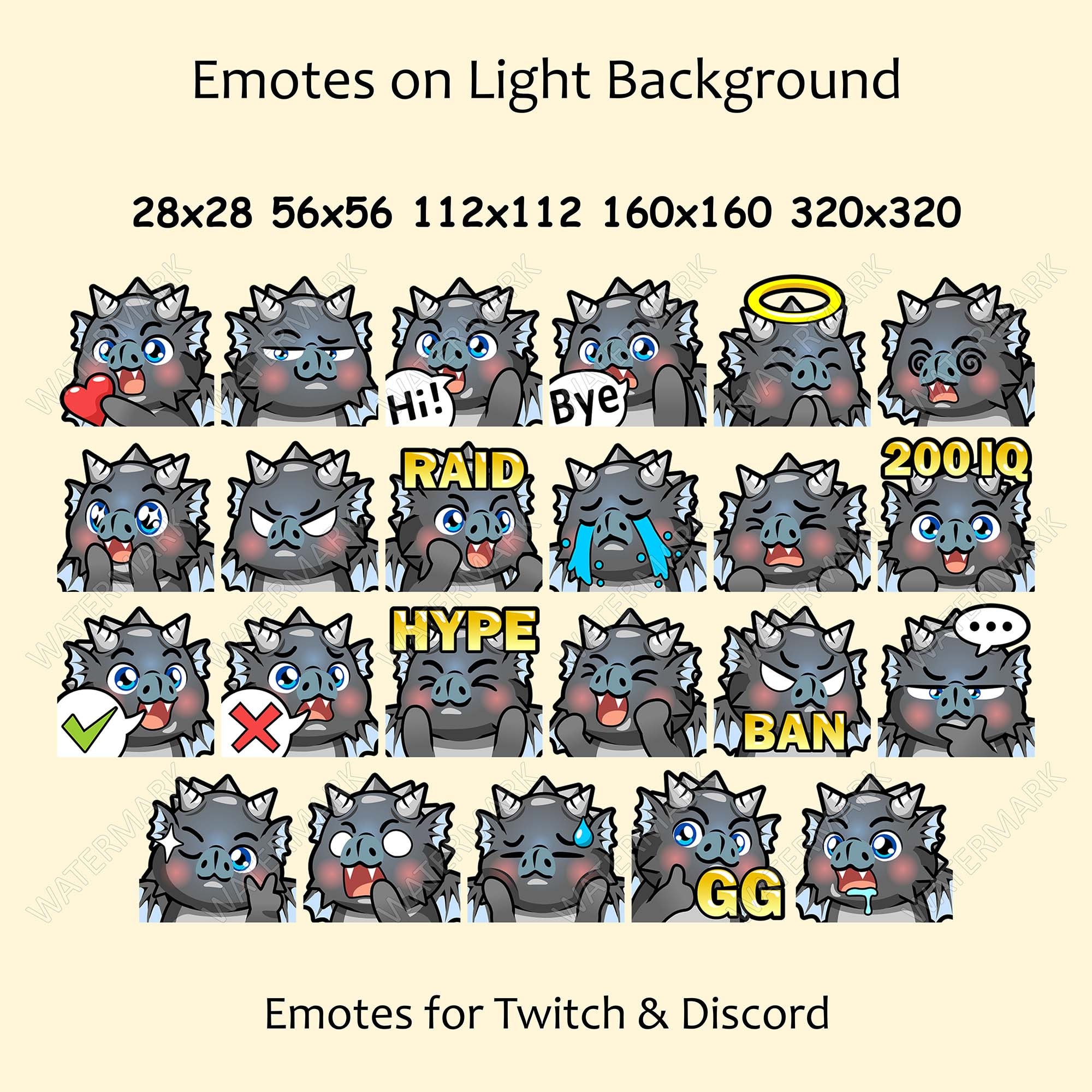 Black Dragon Emotes X 23 Pack 2 for Twitch & Discord Emote | Black ...