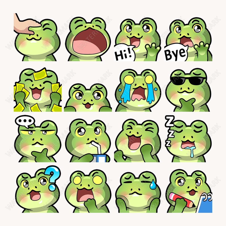 Cute Frog Emotes X 46 for Twitch & Discord Emote Green Frog Twitch ...