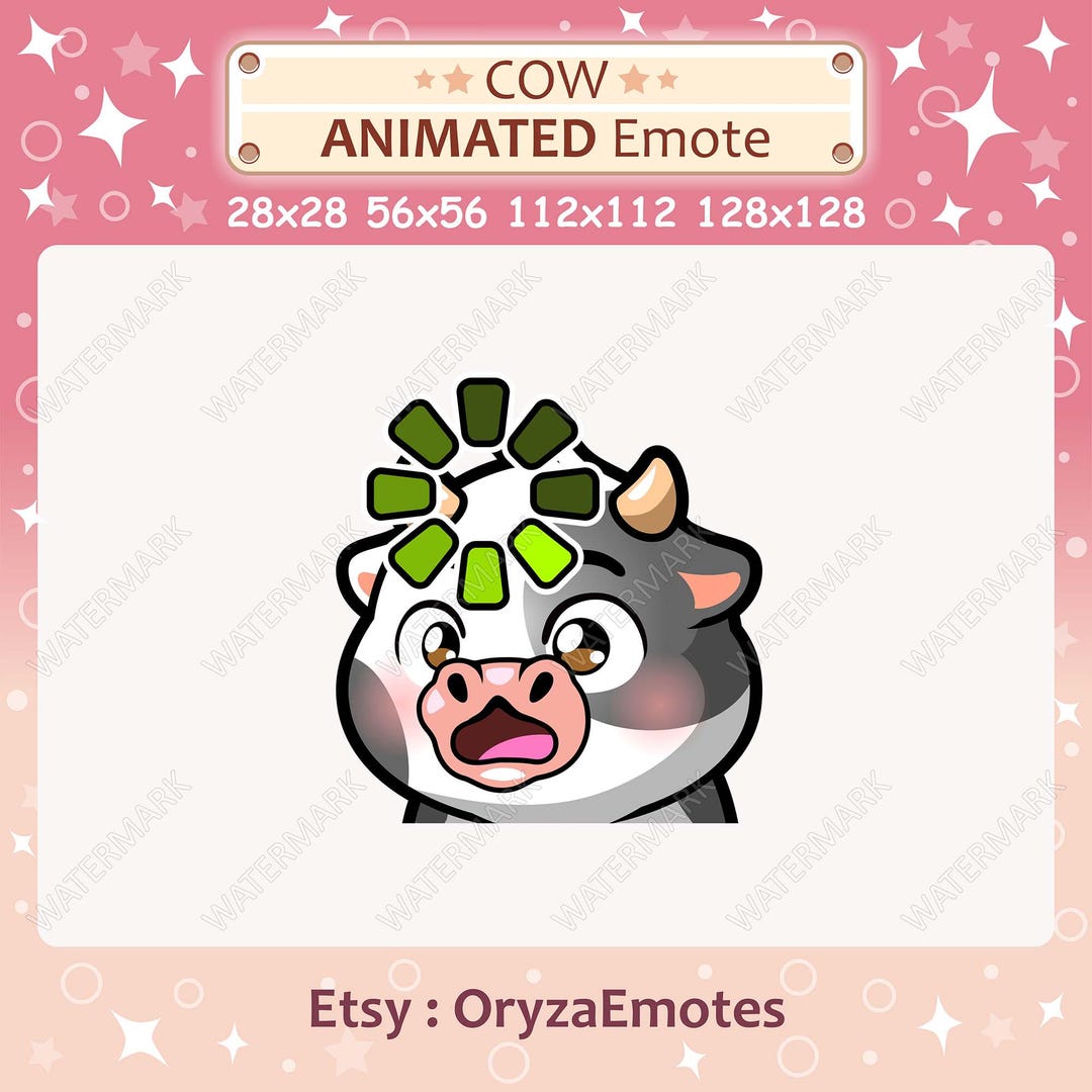 Animated Emote Cow Loading Sign Emote / Black Cow Confused Emote ...