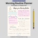 Printable Morning Routine Chart for Success Planner Morning Routine ...