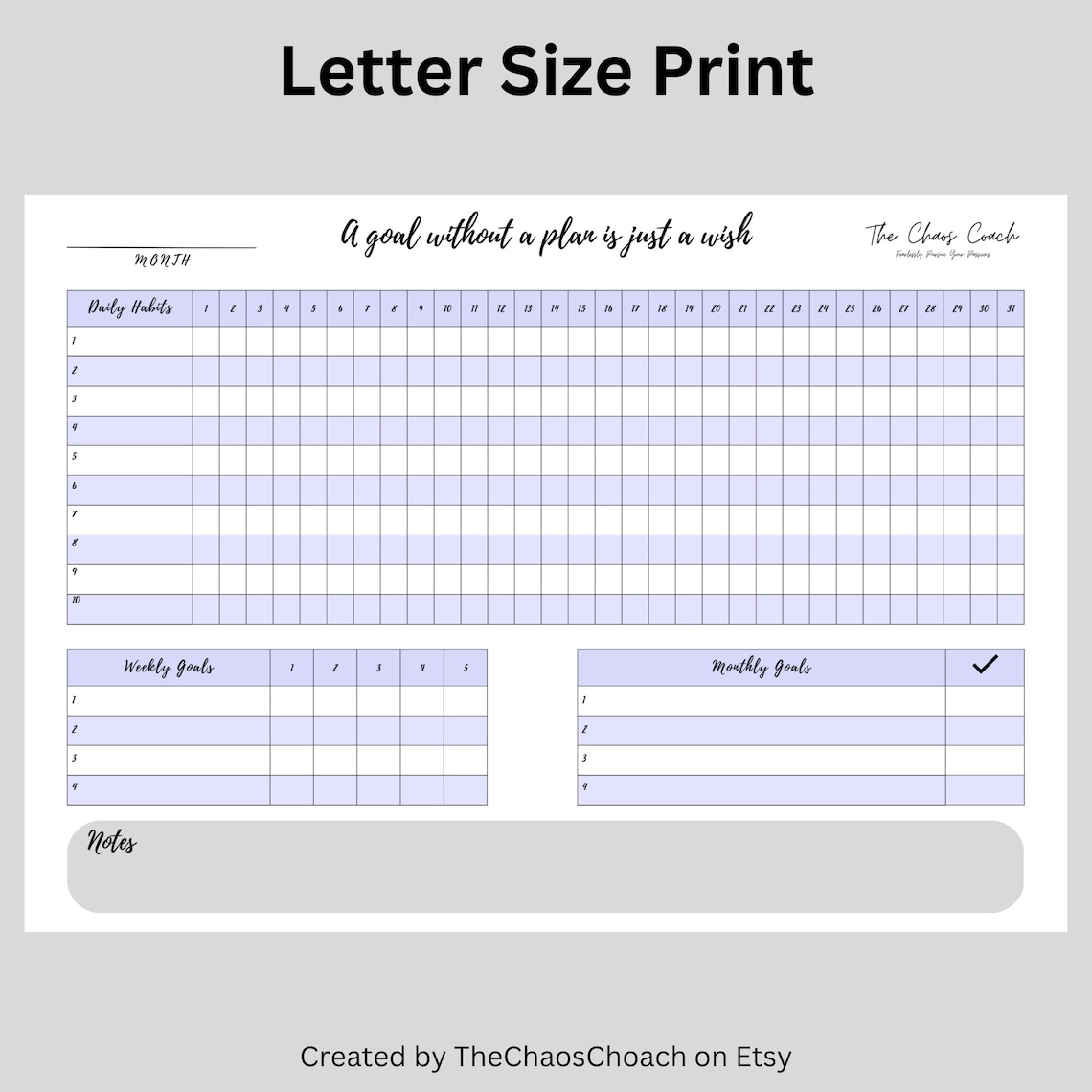 Habit Tracker Printable for Accountability and Goal Setting, Habit ...