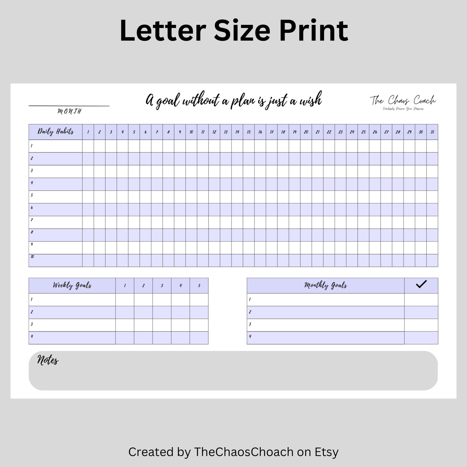 Habit Tracker Printable for Accountability and Goal Setting, Habit ...