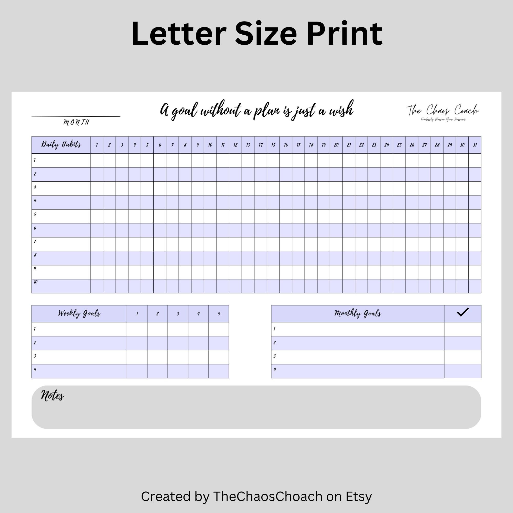 Habit Tracker Printable for Accountability and Goal Setting, Habit ...