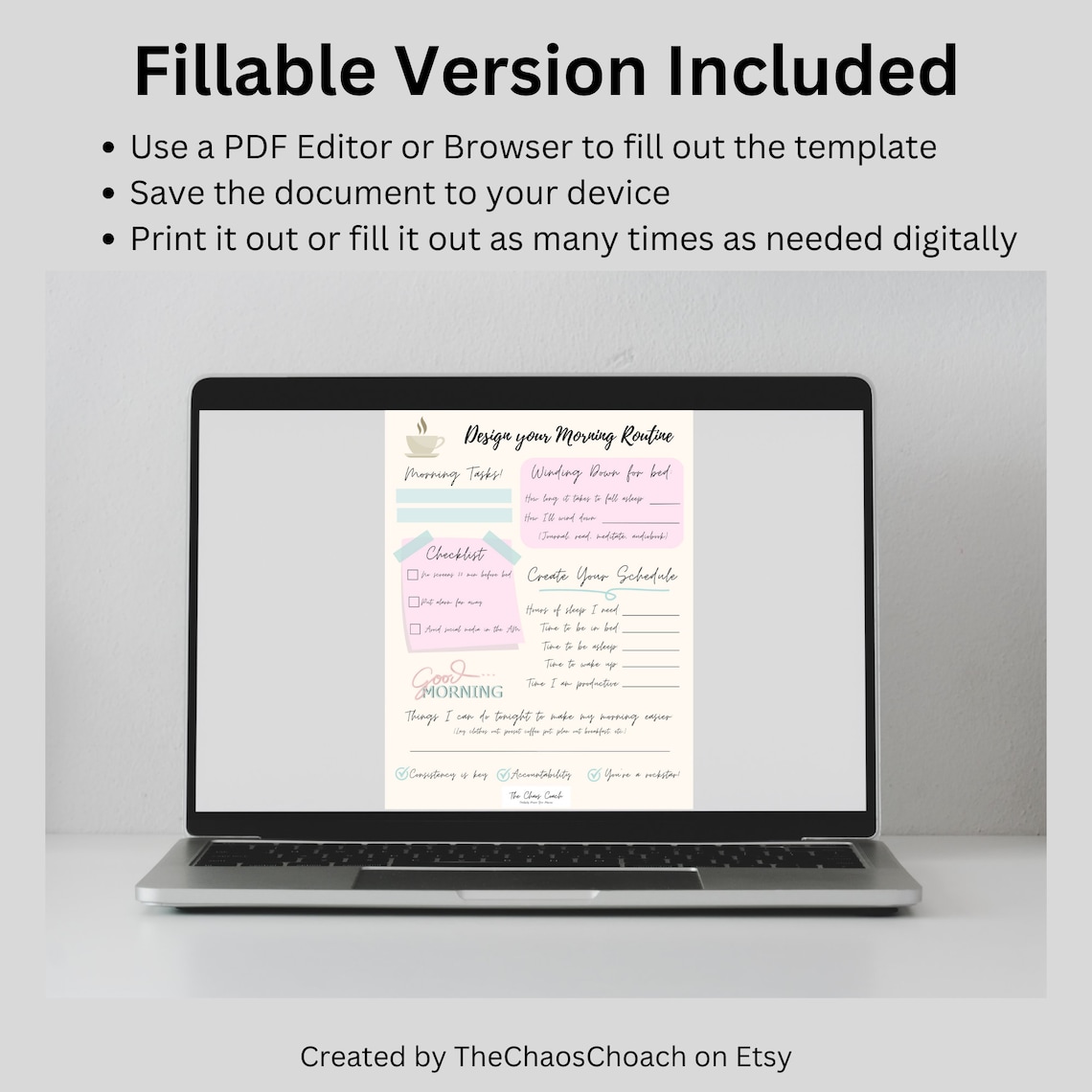 Printable Morning Routine Chart for Success Planner Morning - Etsy