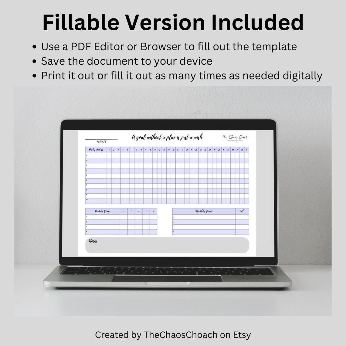Habit Tracker Printable for Accountability and Goal Setting, Habit ...