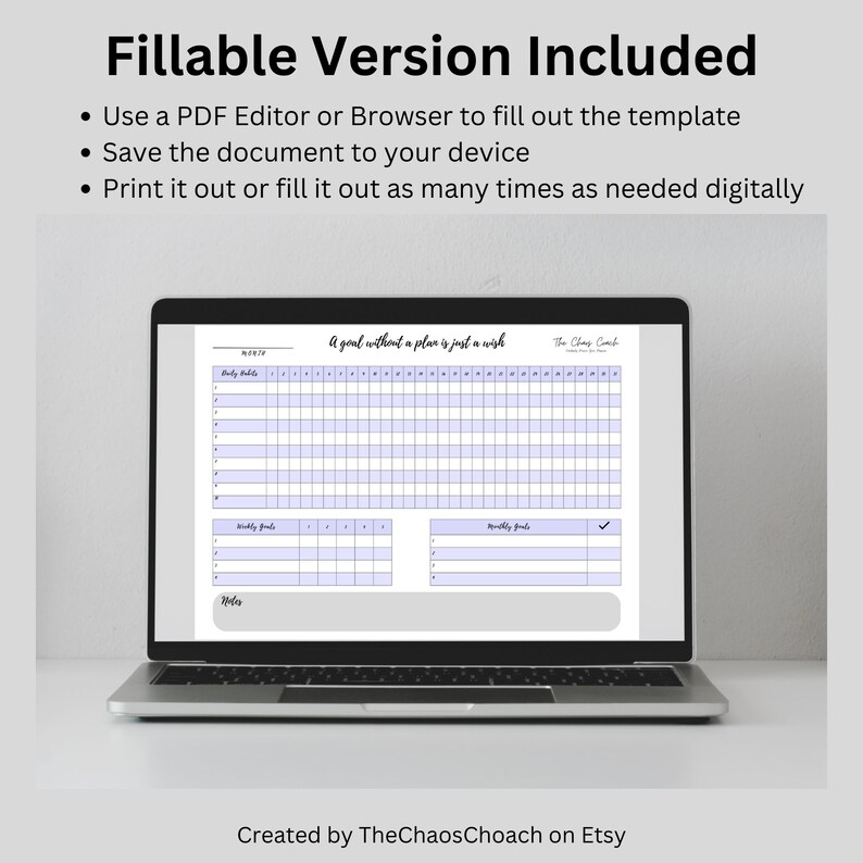 Habit Tracker Printable for Accountability and Goal Setting, Habit ...