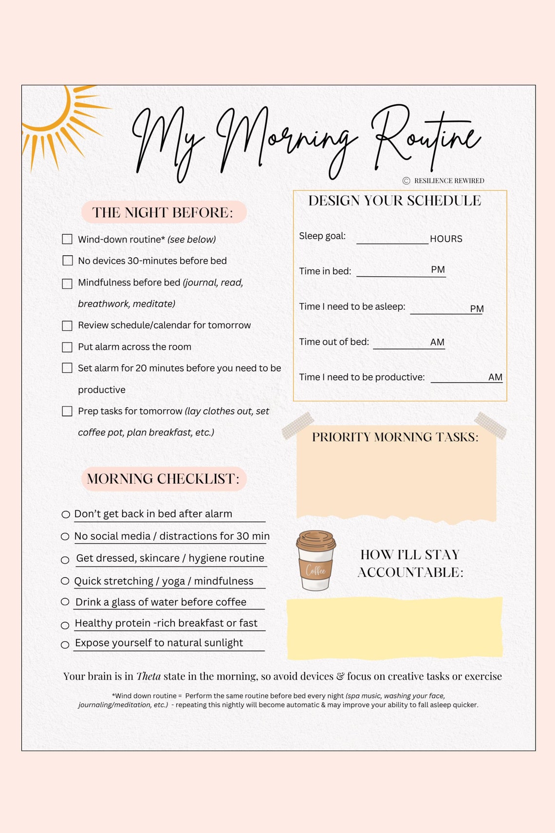 Productivity Morning Routine Tracker - Etsy