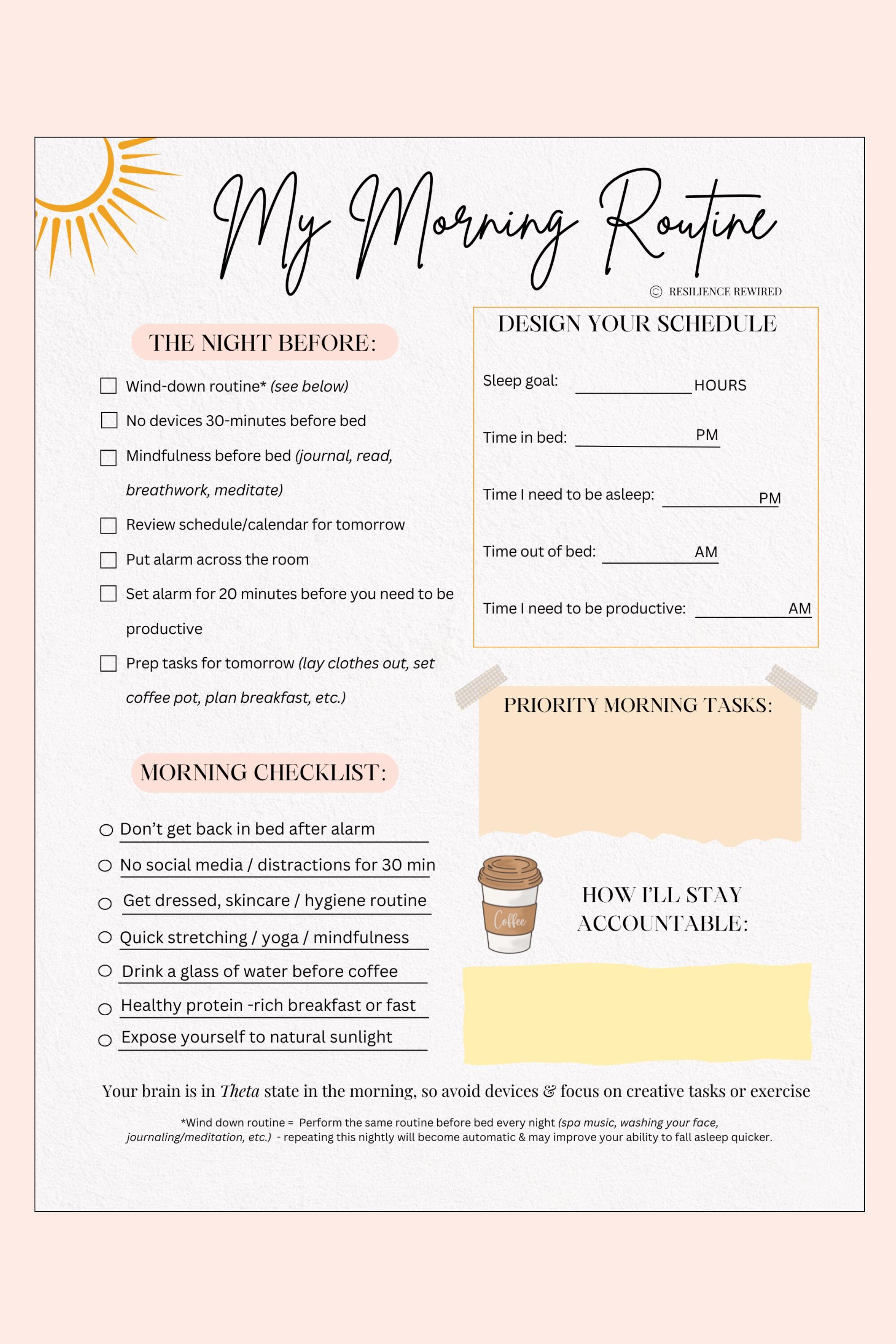 Productivity Morning Routine Tracker - Etsy