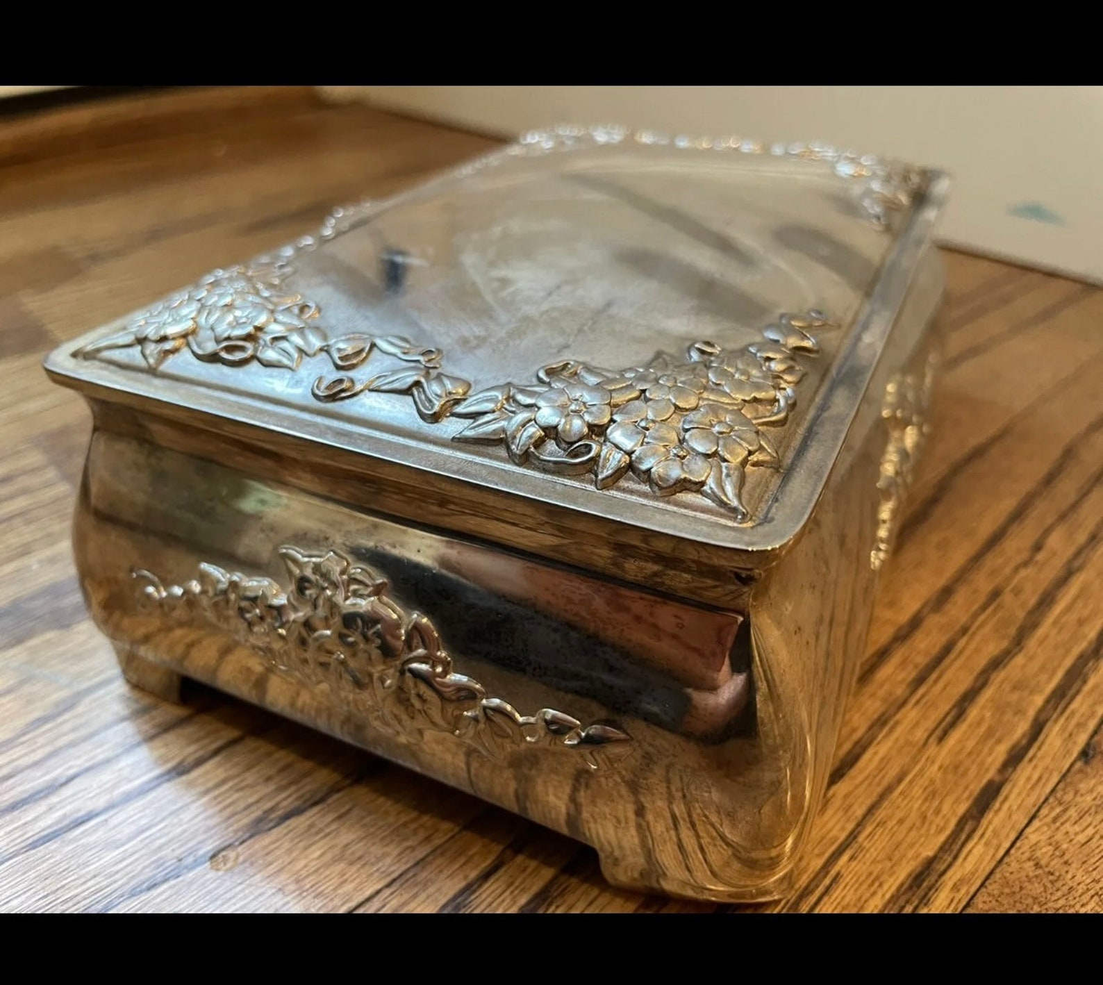 Silver Plated Vintage Trinket Flower Design 7x4.5 Jewelry Box - Etsy