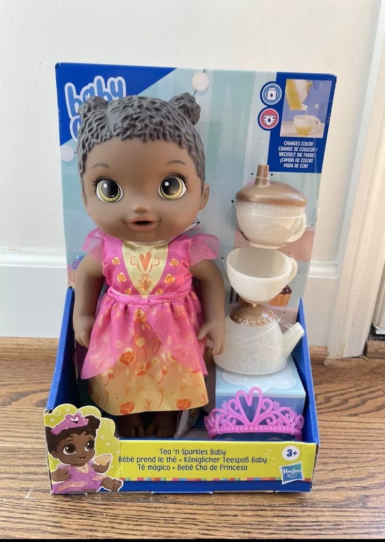 Baby Alive Tea N Sparkles Baby Doll *color-changing Tea Set* Black Hair ...