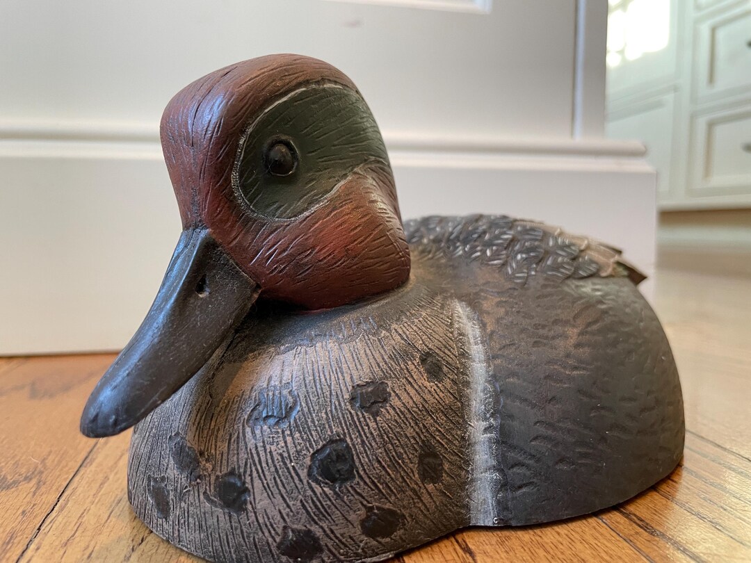 Vintage 10" Green Winged Teal Ceramic Duck Decoy - Etsy