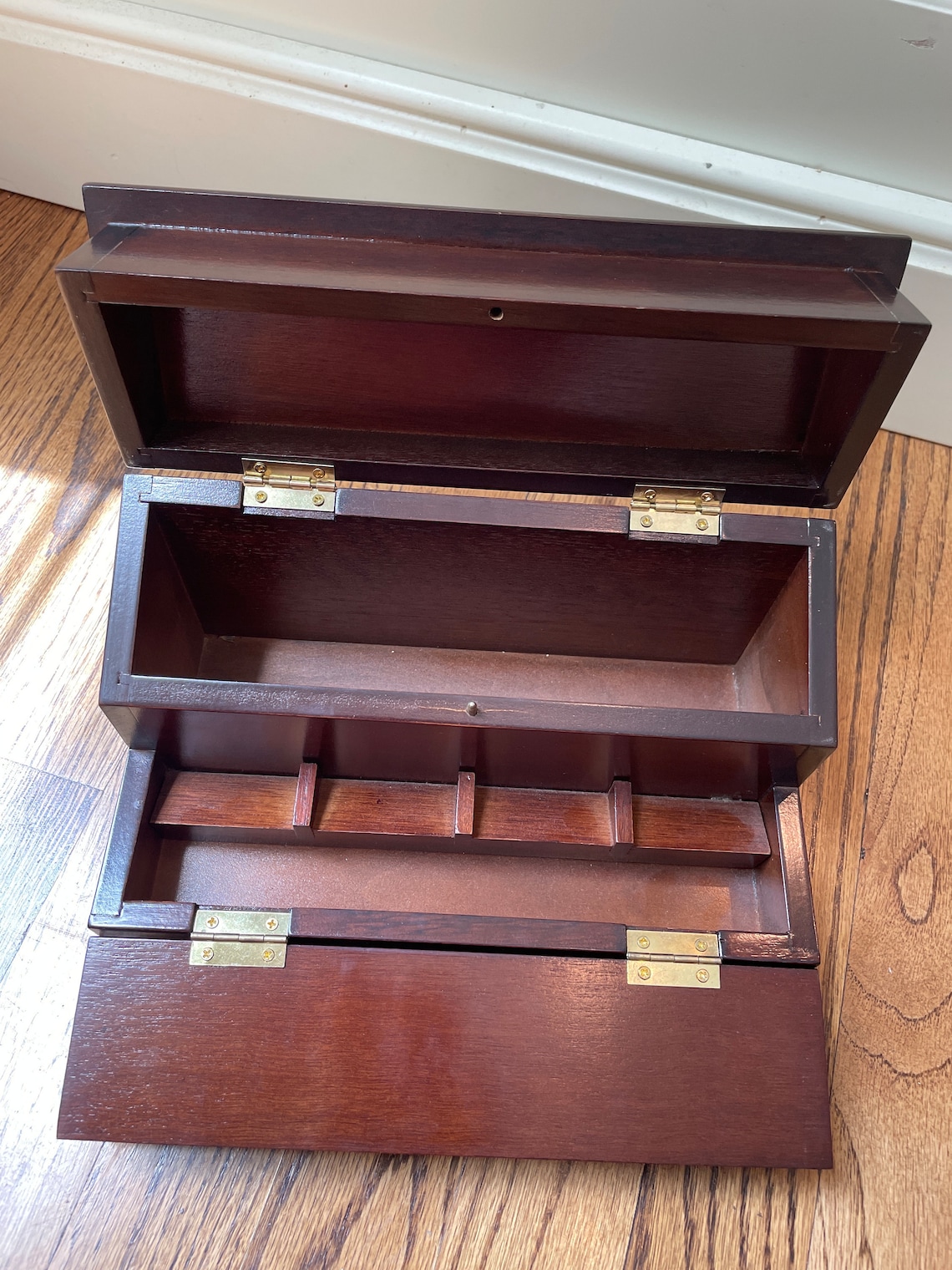 The Bombay Company Mahogany Wood Jewelry Box With Two Compartments ...