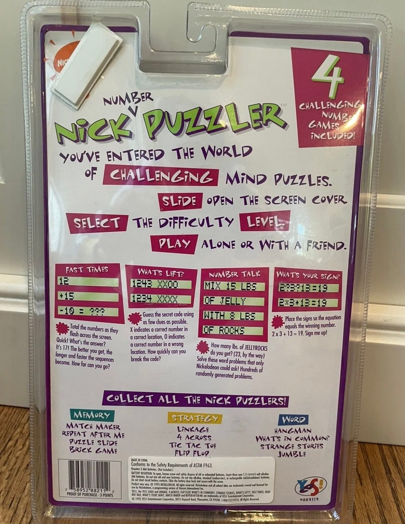 Vintage Nickelodeon 1995 Nick Puzzler Handheld Puzzle Game Toy New ...