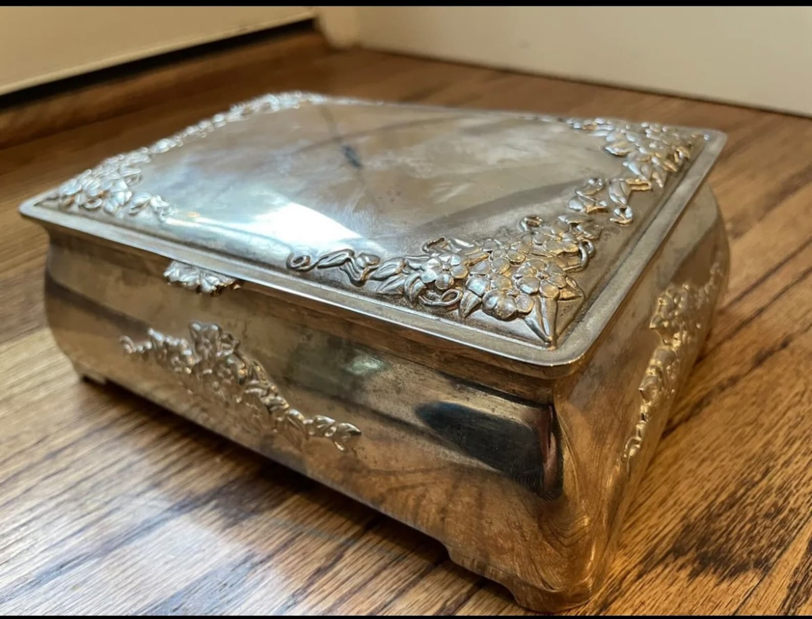 Silver Plated Vintage Trinket Flower Design 7x4.5 Jewelry Box - Etsy