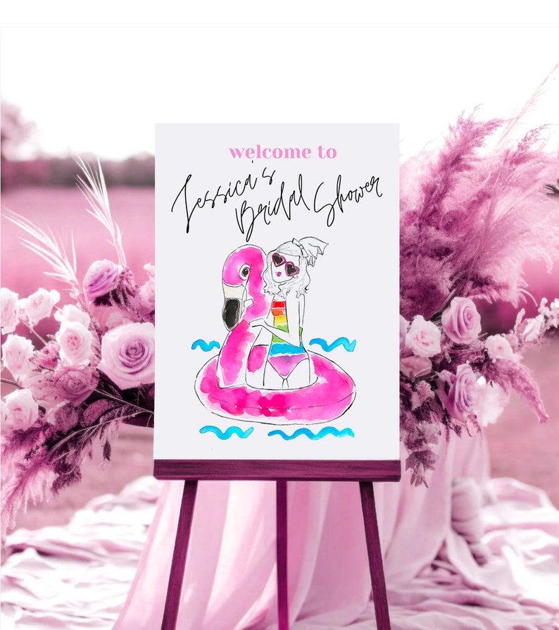 Pool Party Bridal Shower Welcome Sign, Palm Springs Bride, Bridal ...