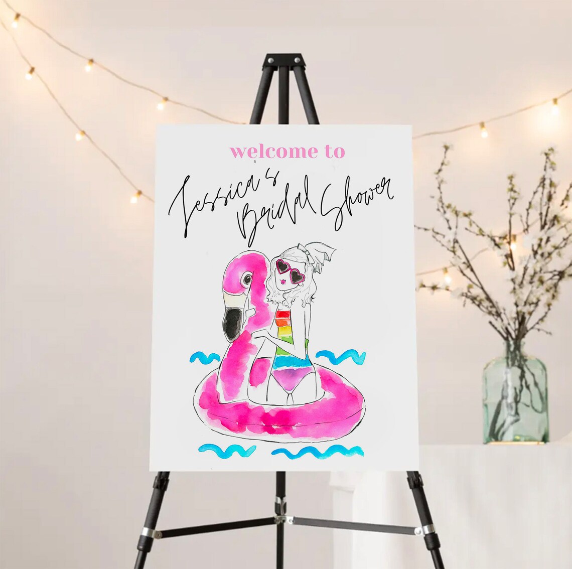 Pool Party Bridal Shower Welcome Sign, Palm Springs Bride, Bridal ...